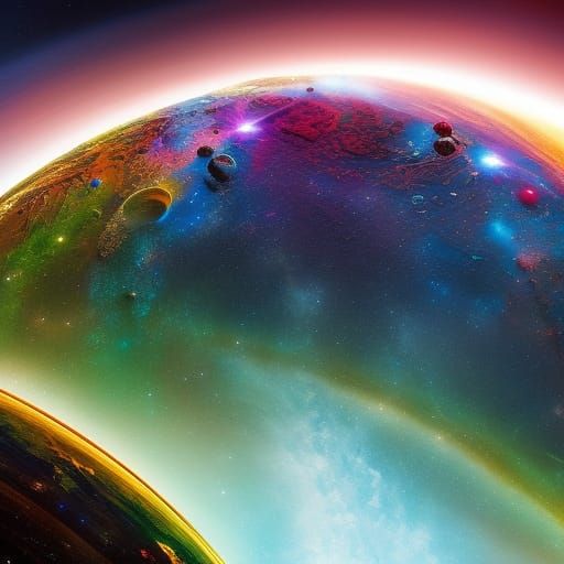 the solar system planets orbiting the sun, graffiti art, splash art ...