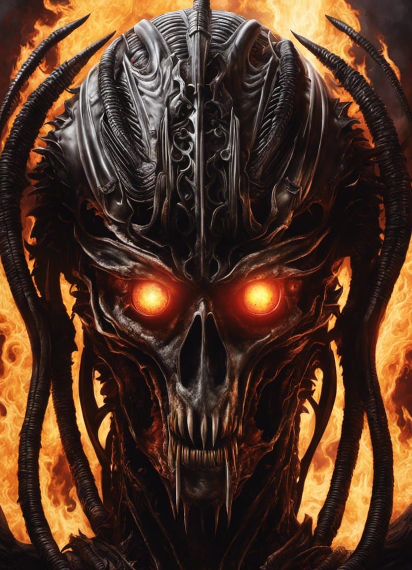 Hellspawn with fire eyes - AI Generated Artwork - NightCafe Creator