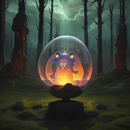 alien with floating flames its spliced bioluminescent - AI Generated ...