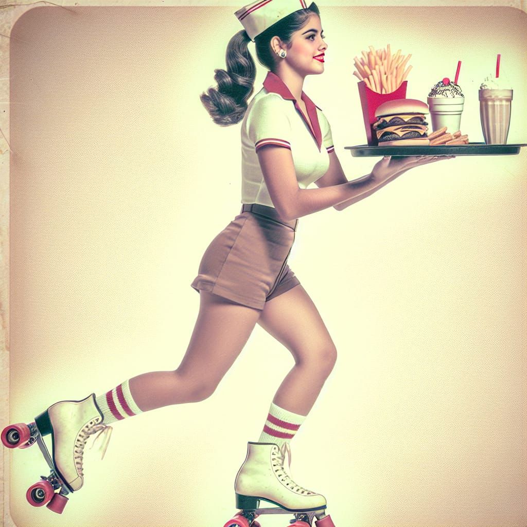 Woman carhop - AI Generated Artwork - NightCafe Creator
