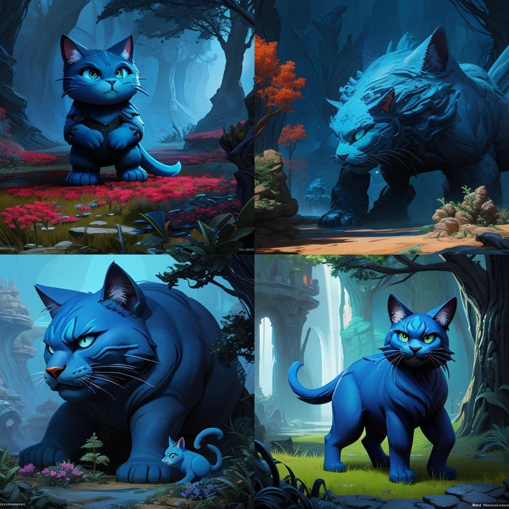 a meme-style comic blue cat - AI Generated Artwork - NightCafe Creator