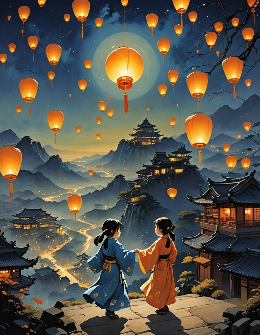 Floating Lanterns - AI Generated Artwork - NightCafe Creator