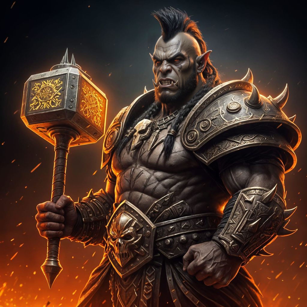 Dark Fantasy Orc Mercenary Captain in Epic High Fa... - AI Art