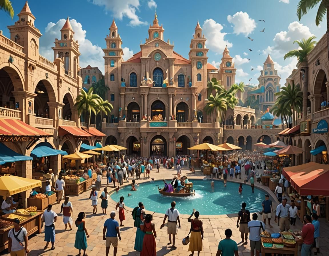 The market plaza in Atlantis - AI Generated Artwork - NightCafe Creator