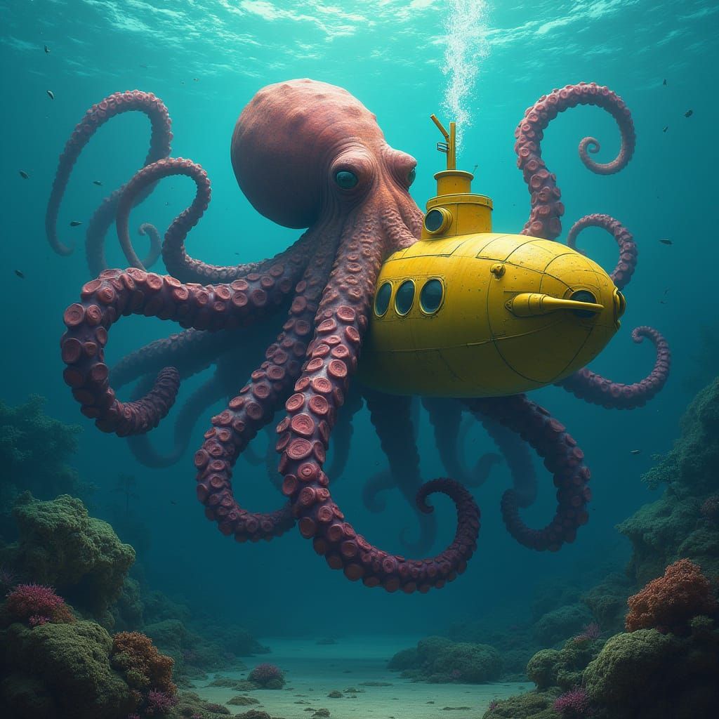 Dinner - Octopus Wraps Submarine: A Digital Matte Painting
