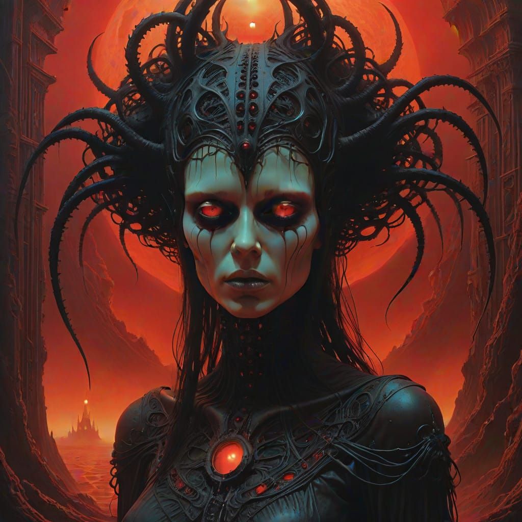 Dark Masssurrealism. A eerie looking, veiled gothic woman with ...