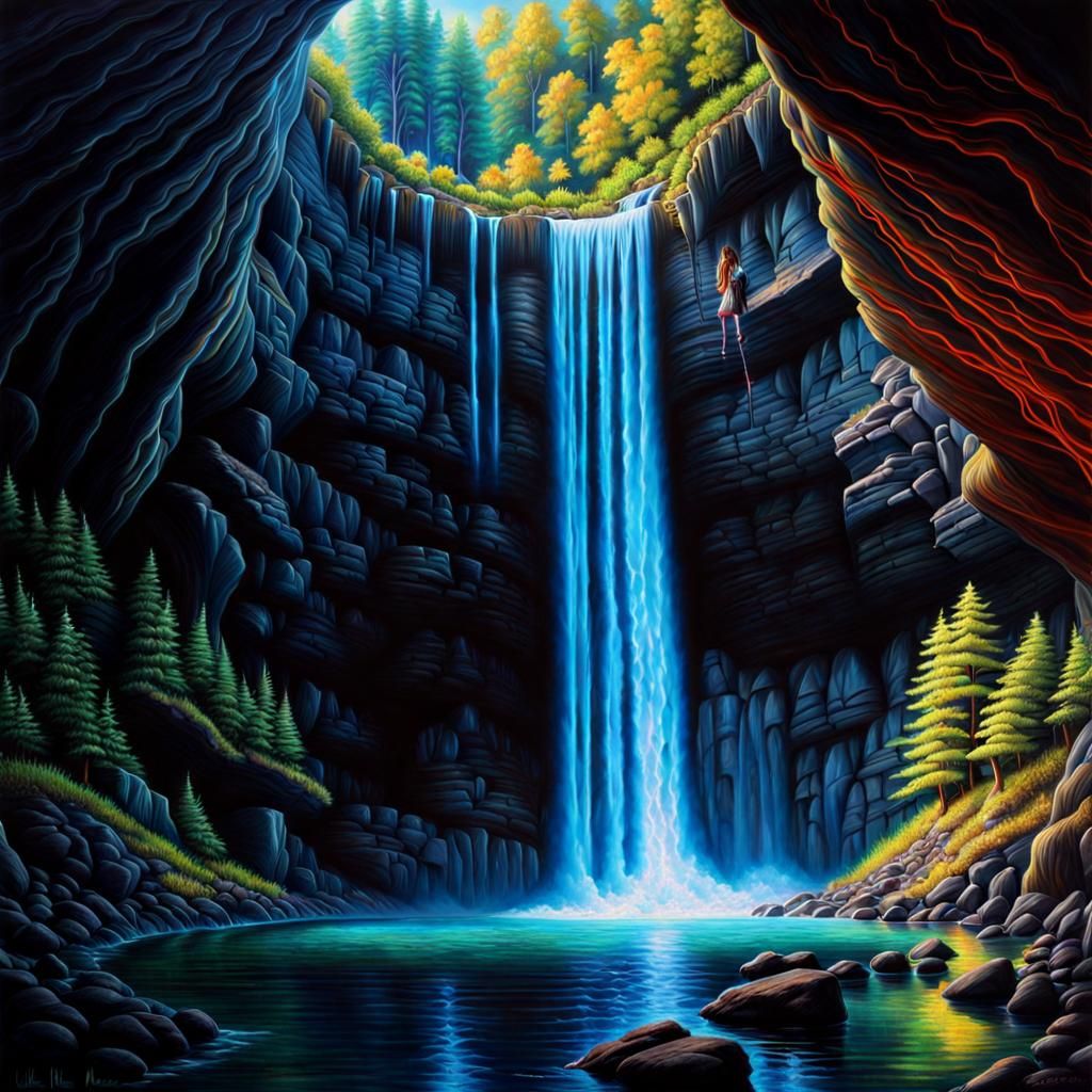 Waterfall - AI Generated Artwork - NightCafe Creator
