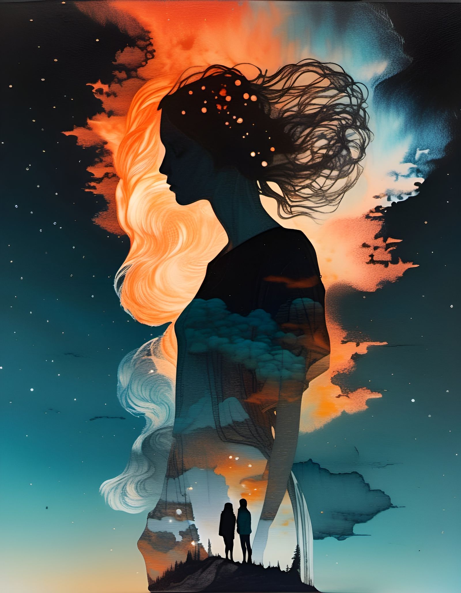 the visualization of the duality of light and love, dreamscape in an ...