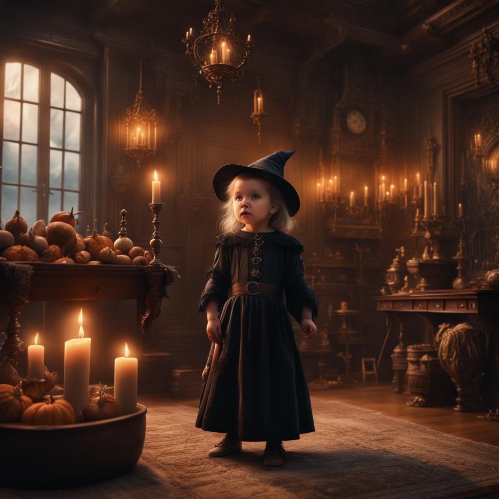 A Very Detailed Breathtaking Beautiful Stunning Baby Witch in a ...