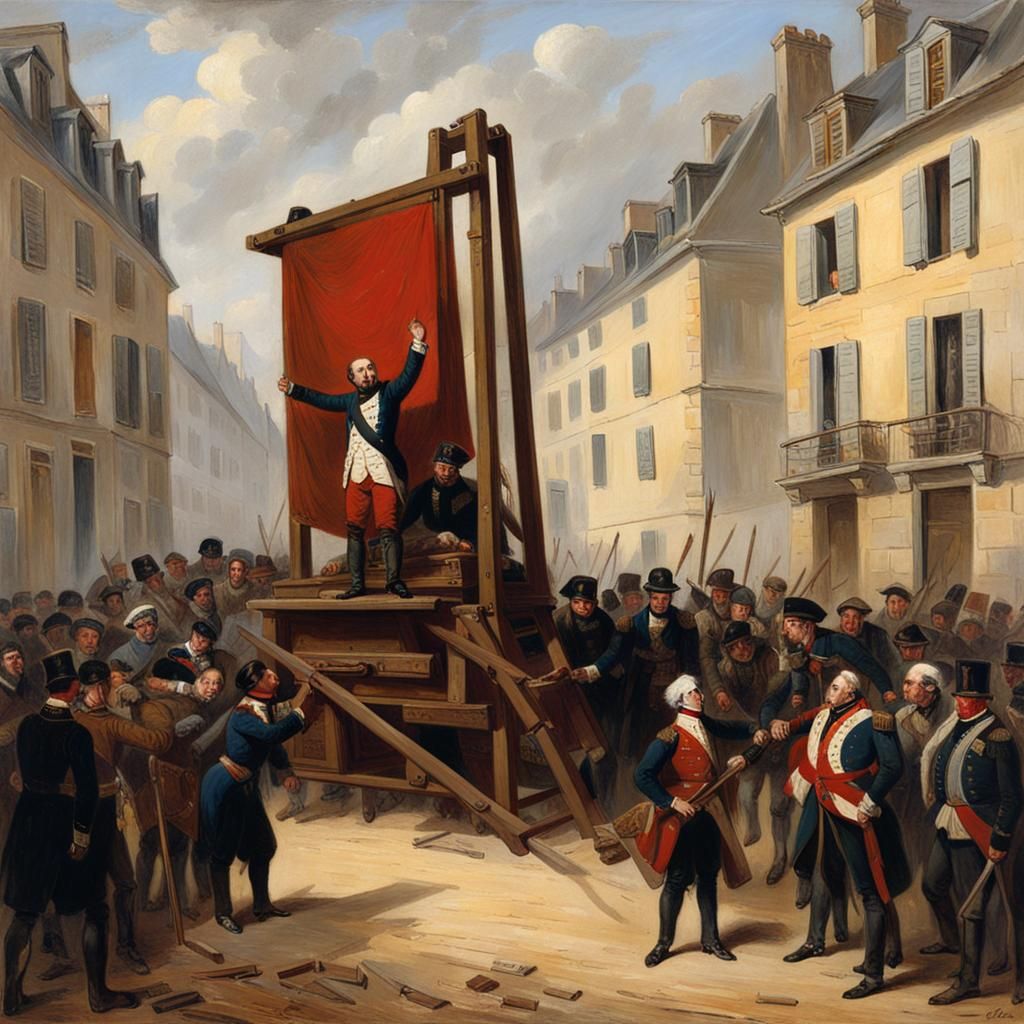 A guillotine being assembled. French Revolution . - AI Generated ...