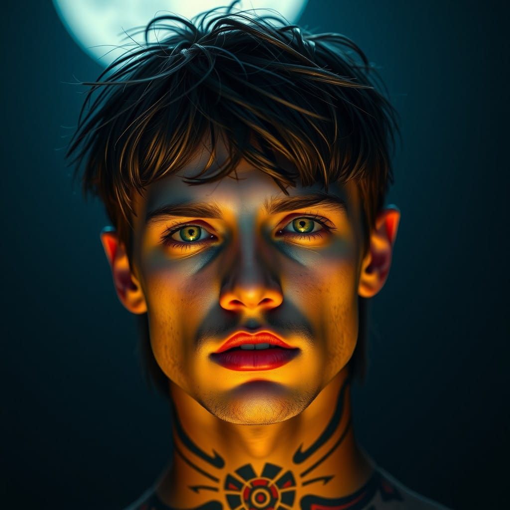 Chiseled Androgynous Figure with Piercing Eyes and... - AI Art