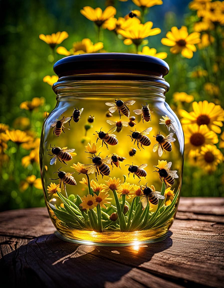 A jar of bees - AI Generated Artwork - NightCafe Creator
