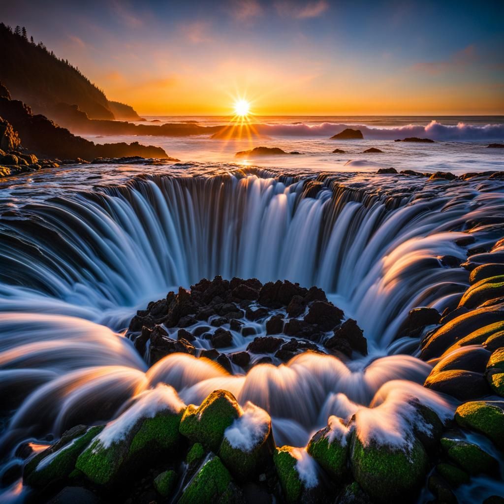 Thor's Well, Oregon USA - AI Generated Artwork - NightCafe Creator