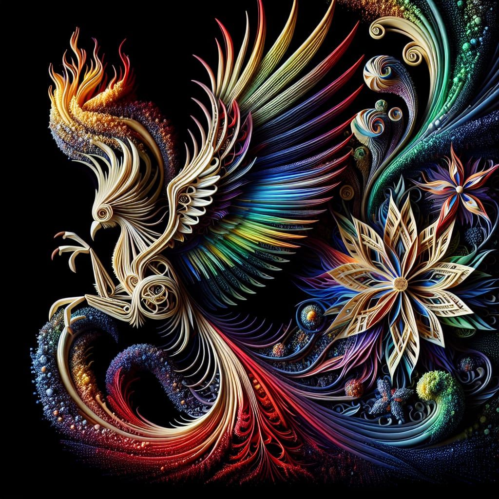 Lotus Bird - Kirigami - AI Generated Artwork - NightCafe Creator