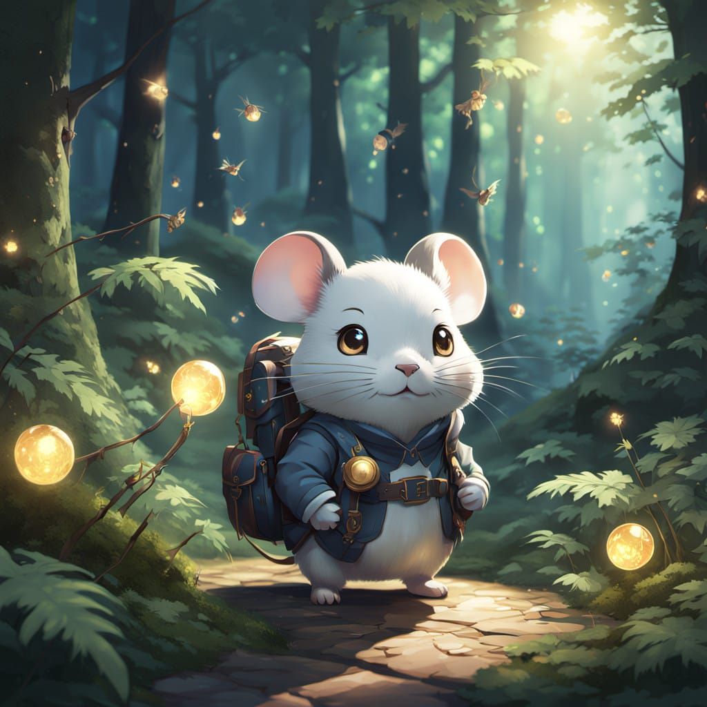 Little cute chubby mouse - Whimsical Chubby Mouse in a Fant...
