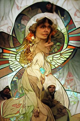 angel of psychedelia alphonse mucha - AI Generated Artwork - NightCafe Creator