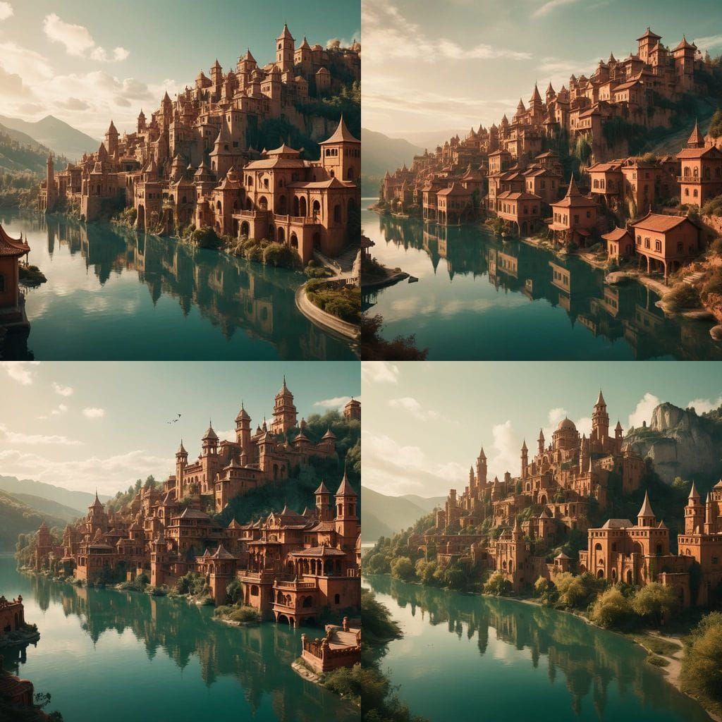 Fantasy City with Flying Houses: Cinematic Film St... - AI Art