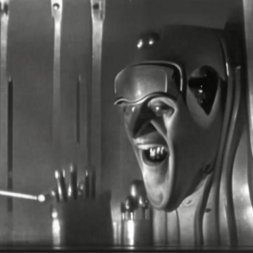 In Fritz Lang's Metropolis, Rotwang, the mad scientist, laughs ...