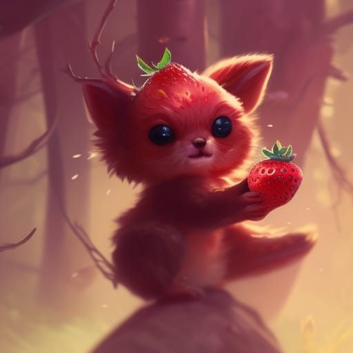 overly cute strawberry Animalia spirit, hyper cute, 8K resolutions ...