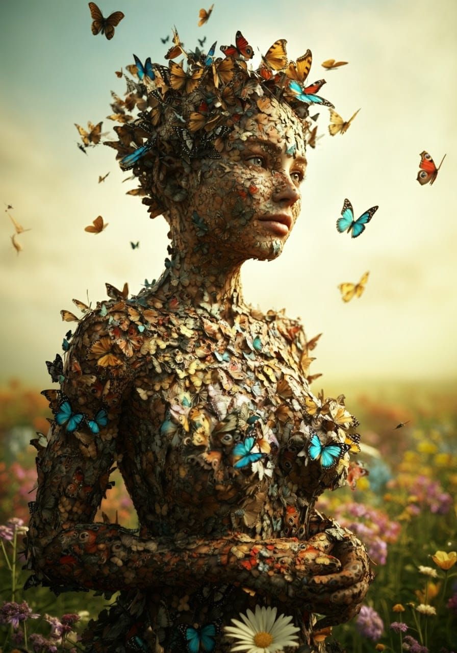 Enchanting Butterfly Goddess in Whimsical Summer M... - AI Art