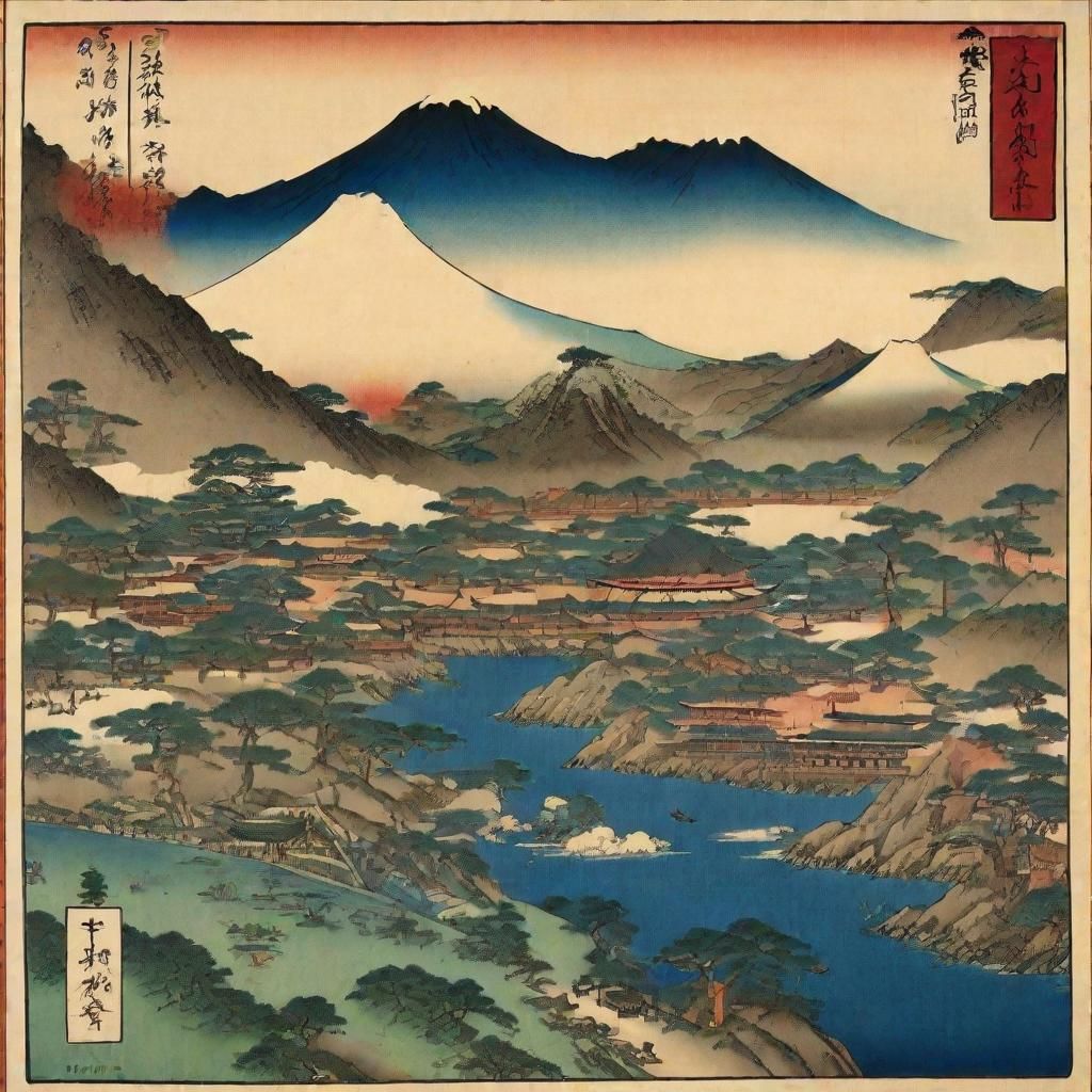 art by Hiroshige, Hokusai, artistic map representation, Edo period ...