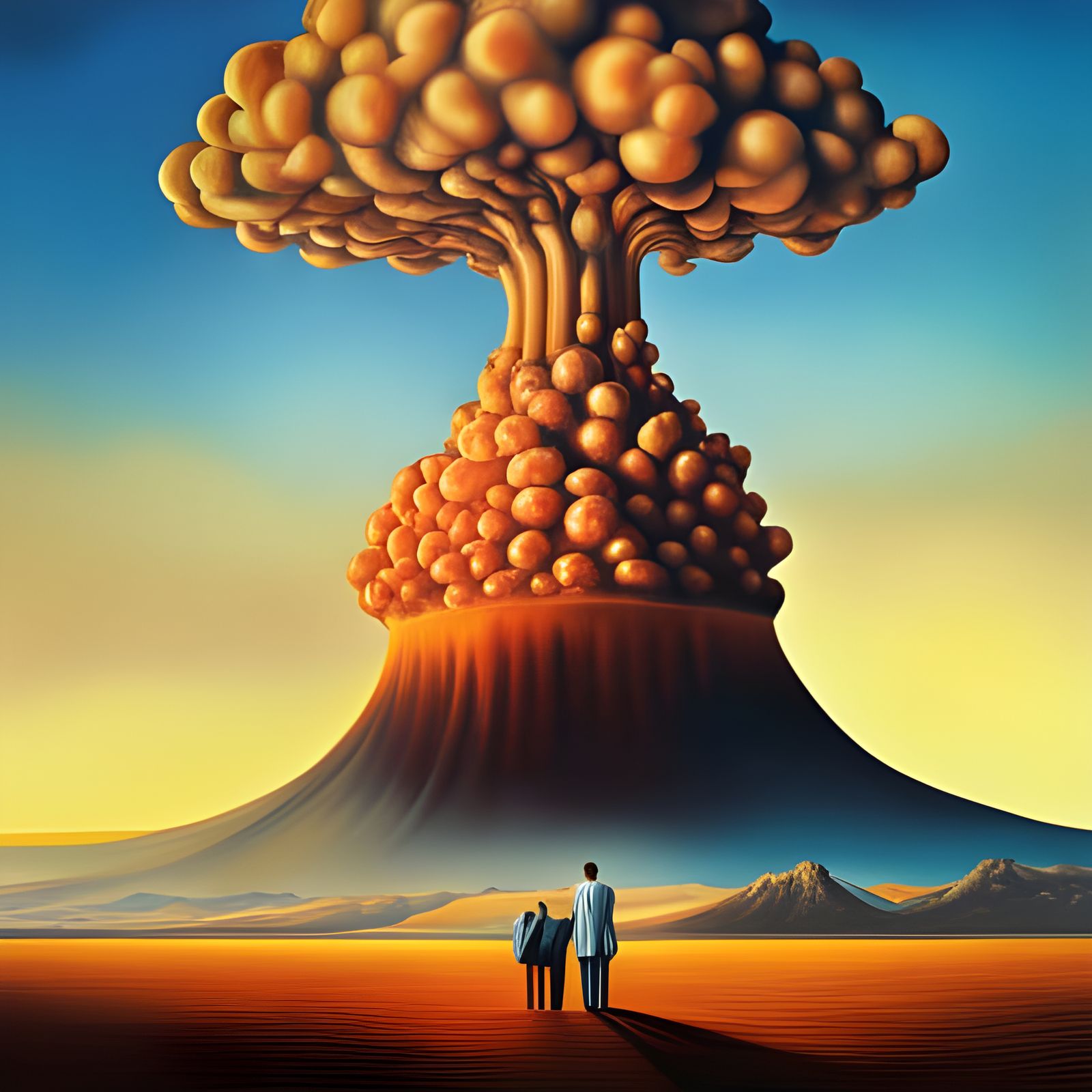 Nuclear explosion, surrealism Salvador Dali matte background melting ...