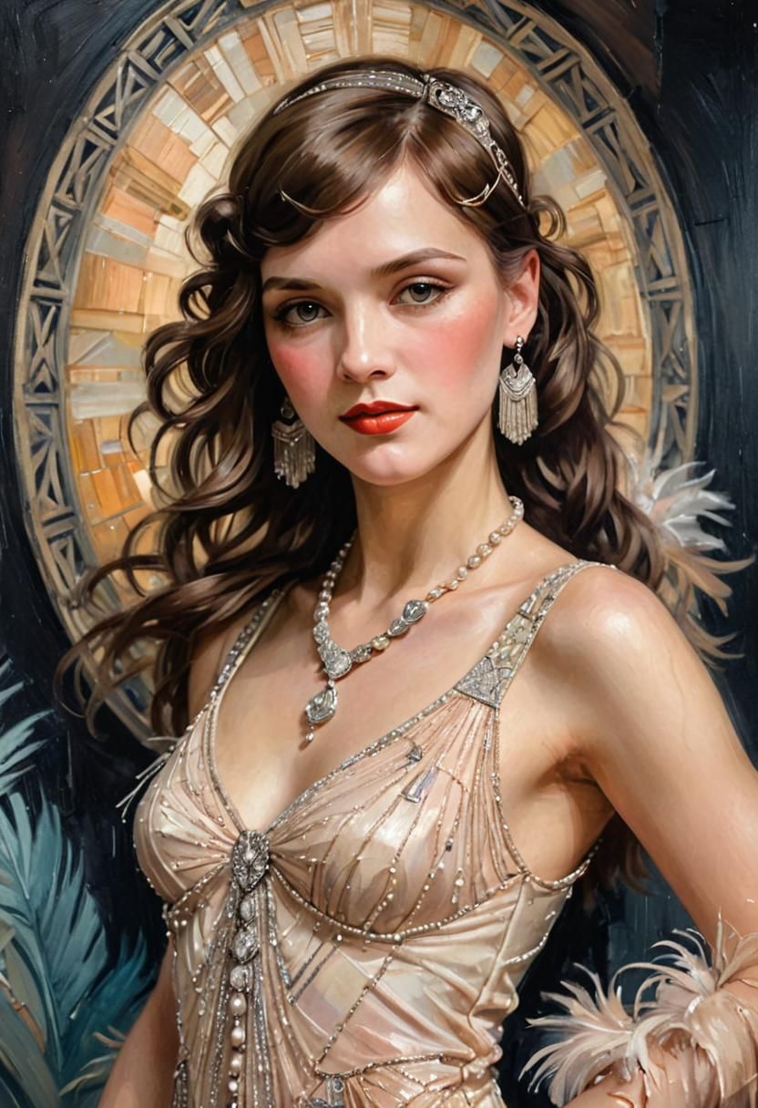 1920s flapper, socialite with necklace