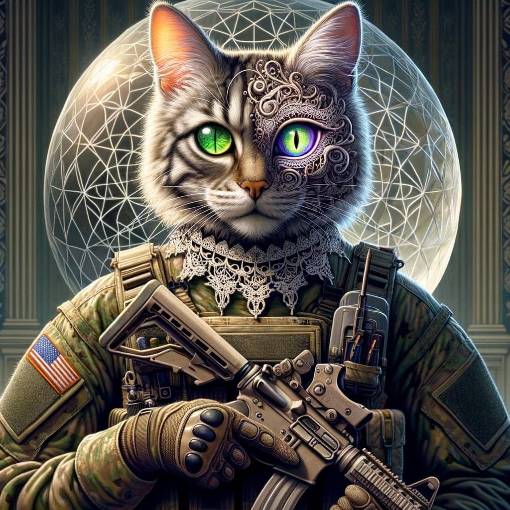 Anthropomorphic Cat in Haitian-Inspired Tactical G... - AI Art