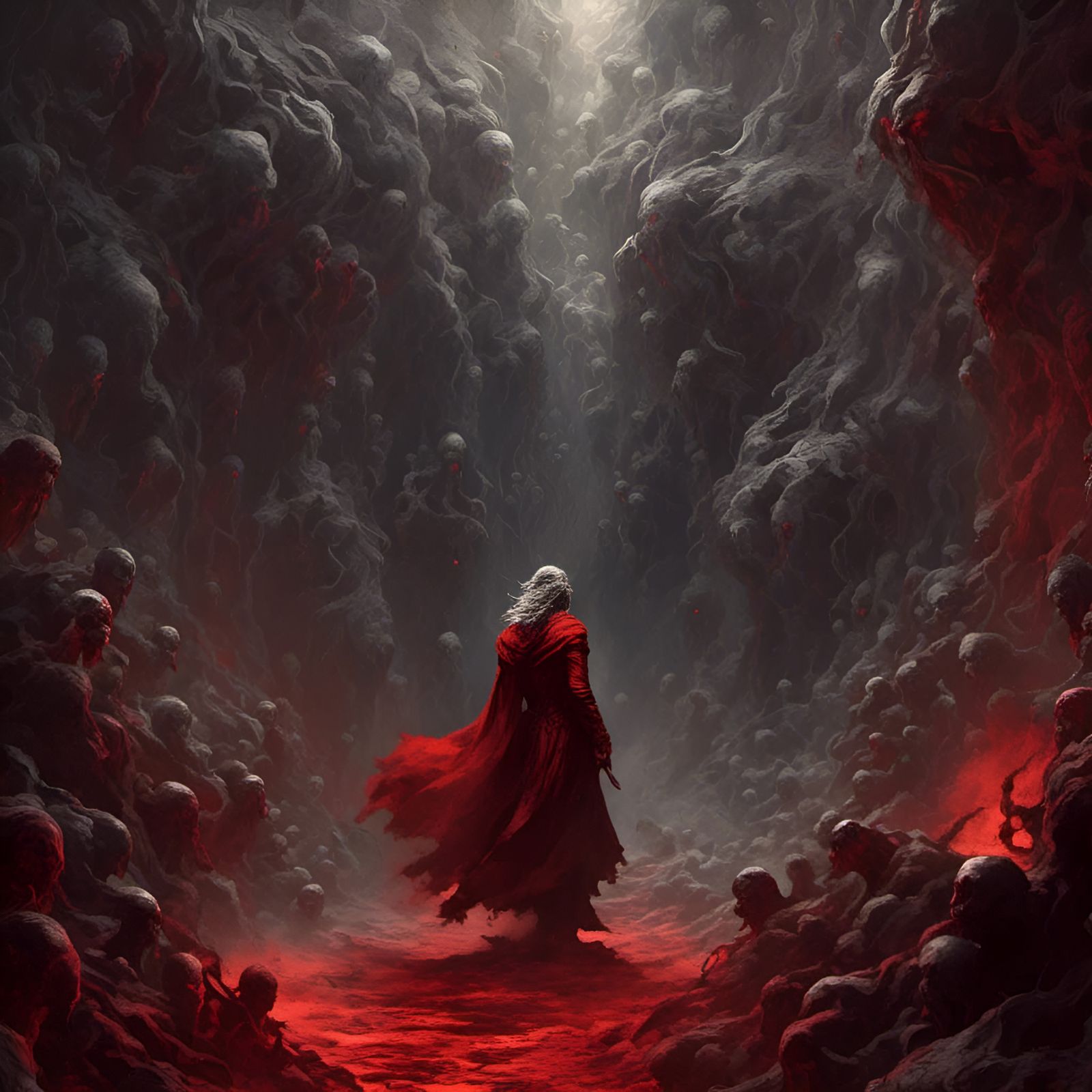 giant mirror,shadows ,bright dynamic lighting Gustave Doré warm,red and ...