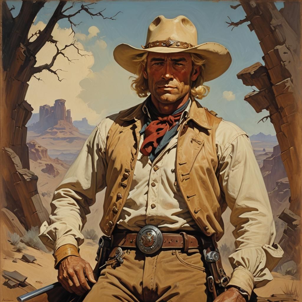 Cowboy of the Victorian Era. Frank Frazetta style. - AI Generated ...