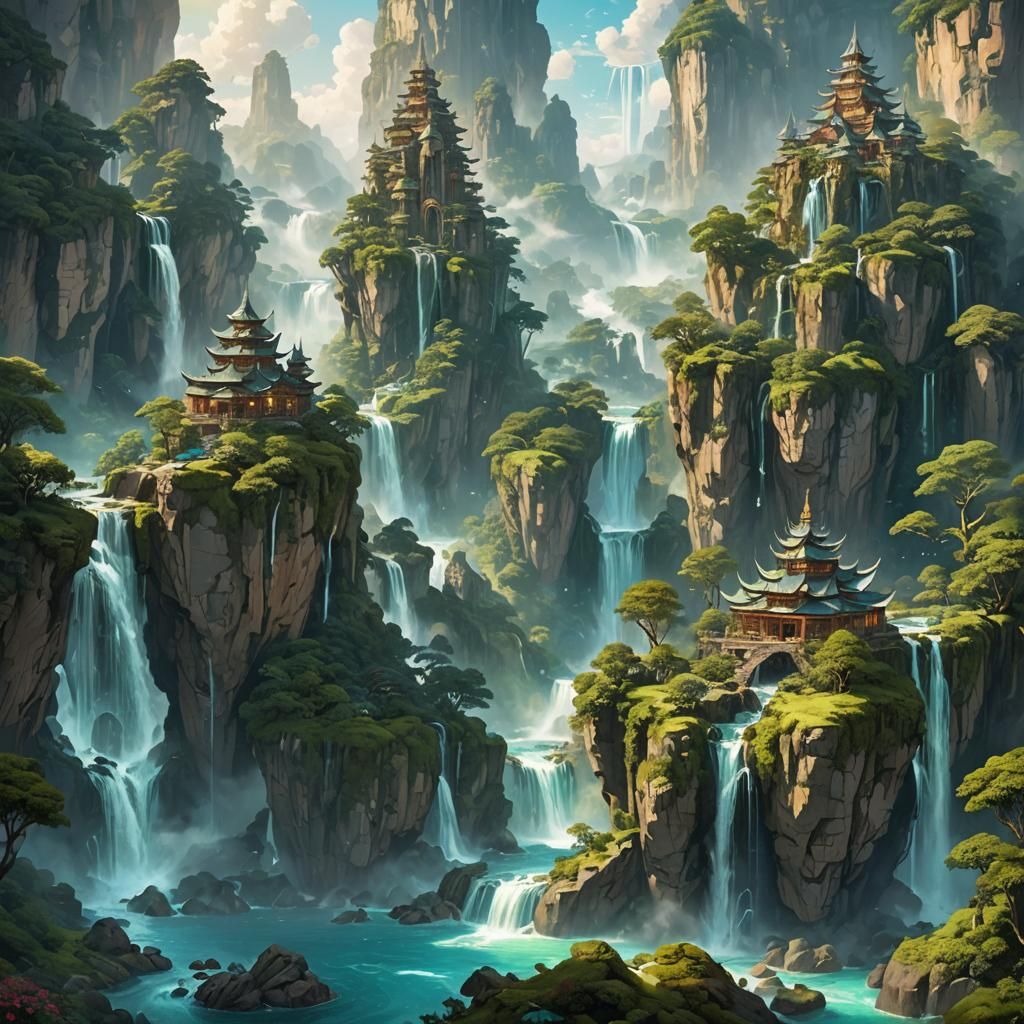 Ethereal Floating Islands - AI Generated Artwork - NightCafe Creator