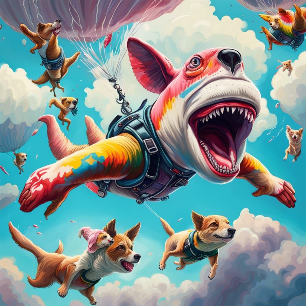 Deformed Friends Sky Diving Together - AI Generated Artwork - NightCafe ...