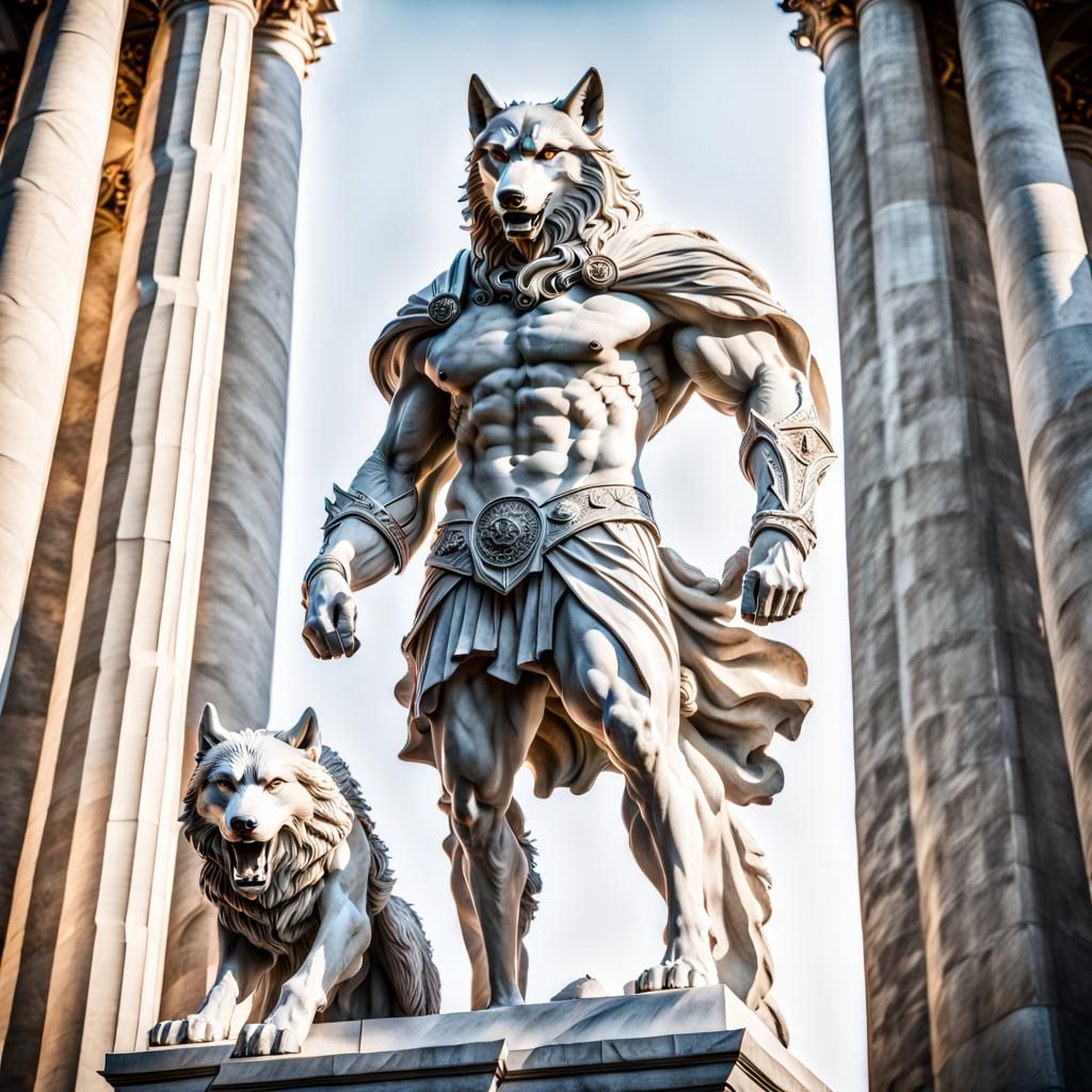 Colossal Roman Emperor Werewolf Statue - AI Generated Artwork ...