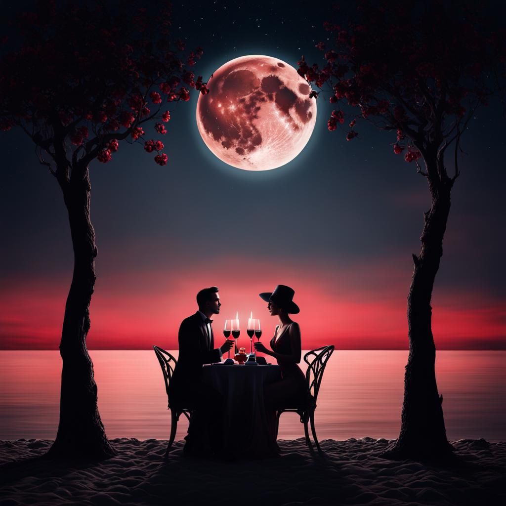 Romantic Moonlit Dinner - AI Generated Artwork - NightCafe Creator