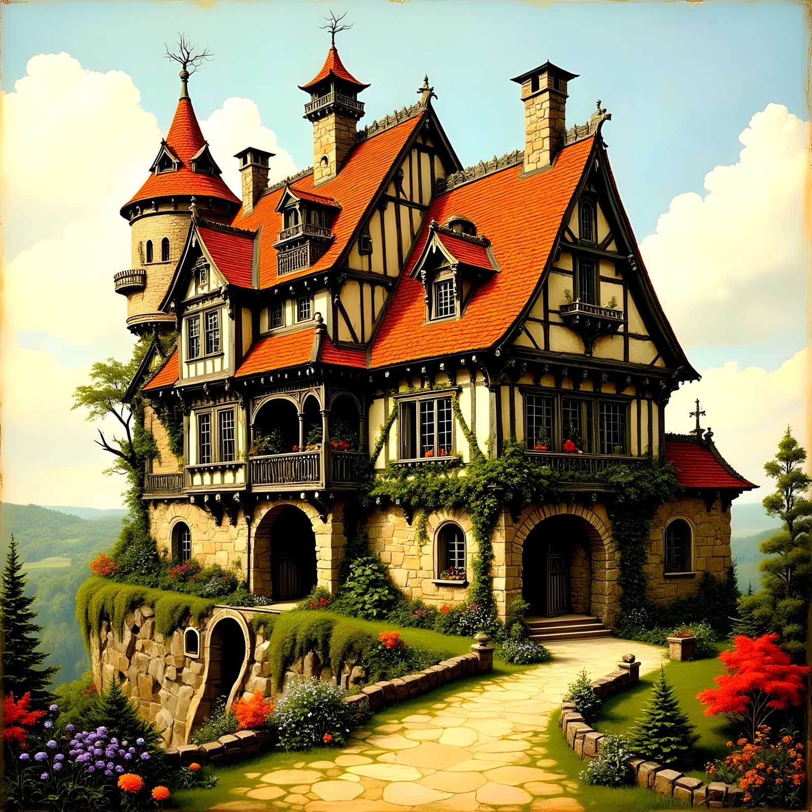 fantasy fairy castle by arthur rackham