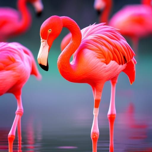 beautiful magnificent detailed pink flamingos , unreal engine 5 ,128 ...