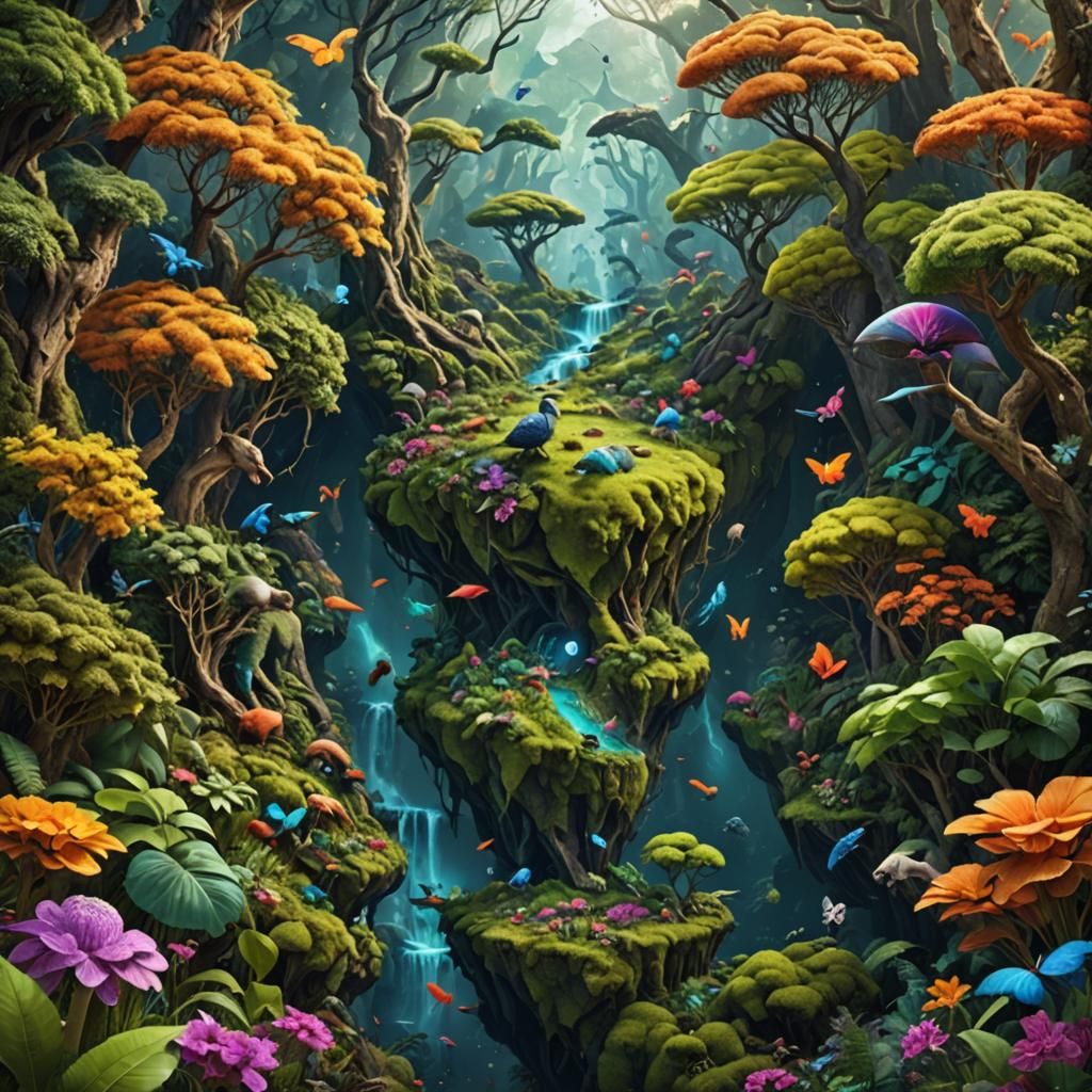 fantastic surreal Earth Day banner. vivid color. intricate. creative ...