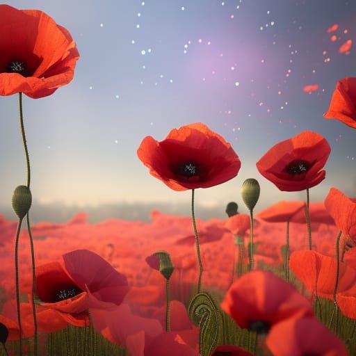 Poppies in the sky - AI Generated Artwork - NightCafe Creator