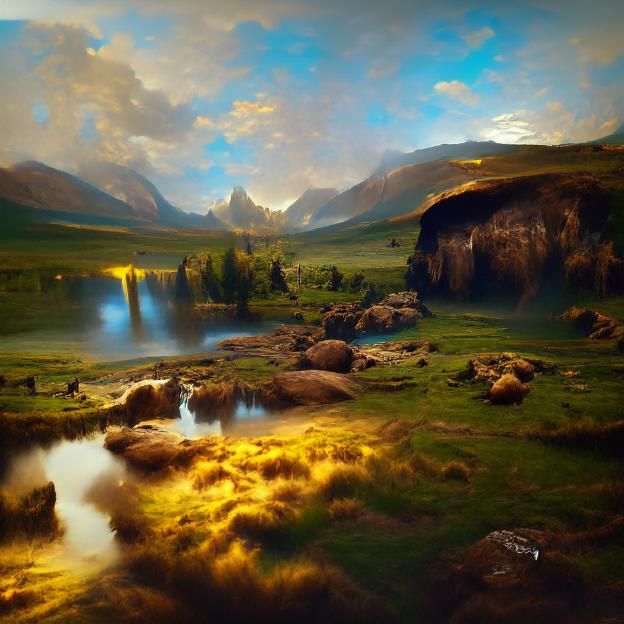 Liminal landscape beautifully lit Albert Bierstadt (3) [8K 3D 8k ...