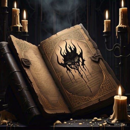 Ancient Prophecy in Demon Blood on a Black Altar - AI Art