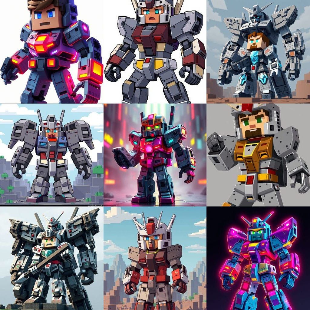 minecraft steve gundam - Cyberpunk-Style Minecraft Hero Tran...
