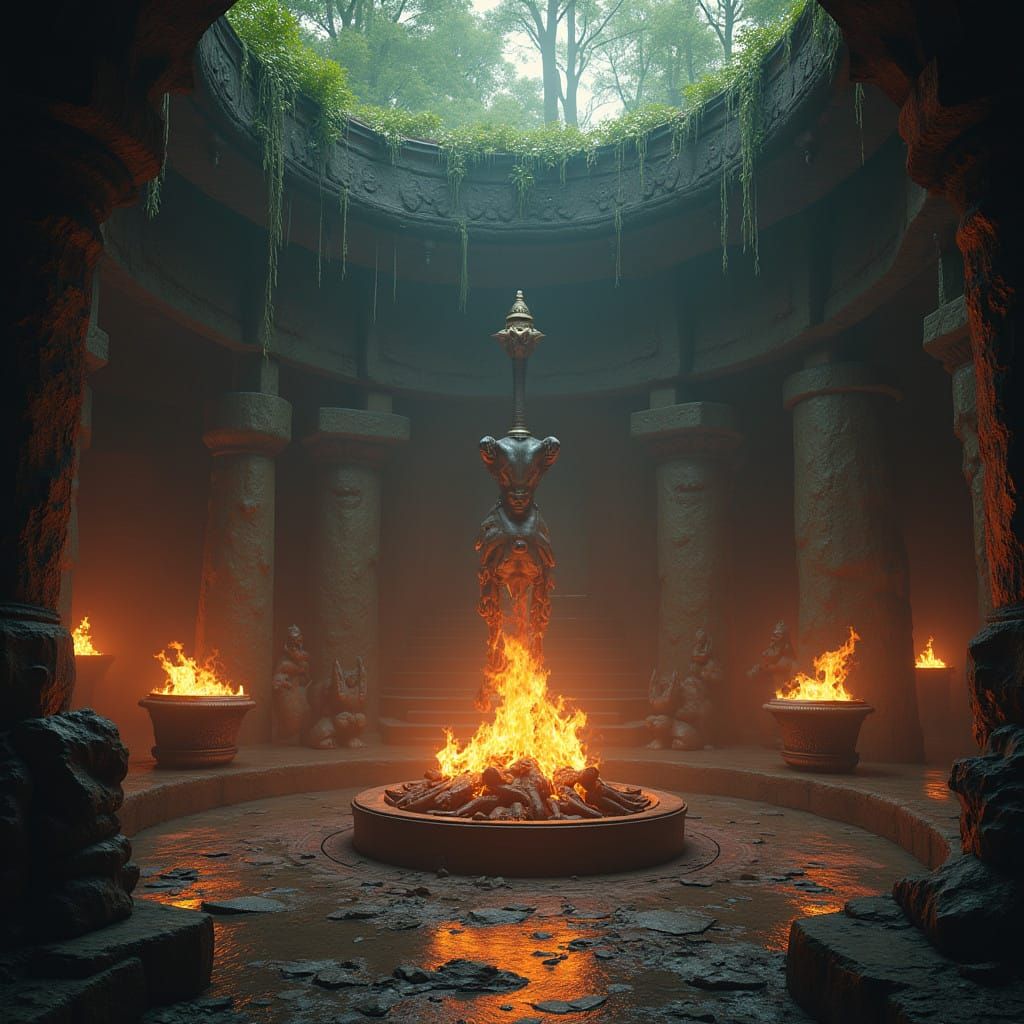 Sacrificial Rite in a Dark Jungle Temple, in Detai... - AI Art