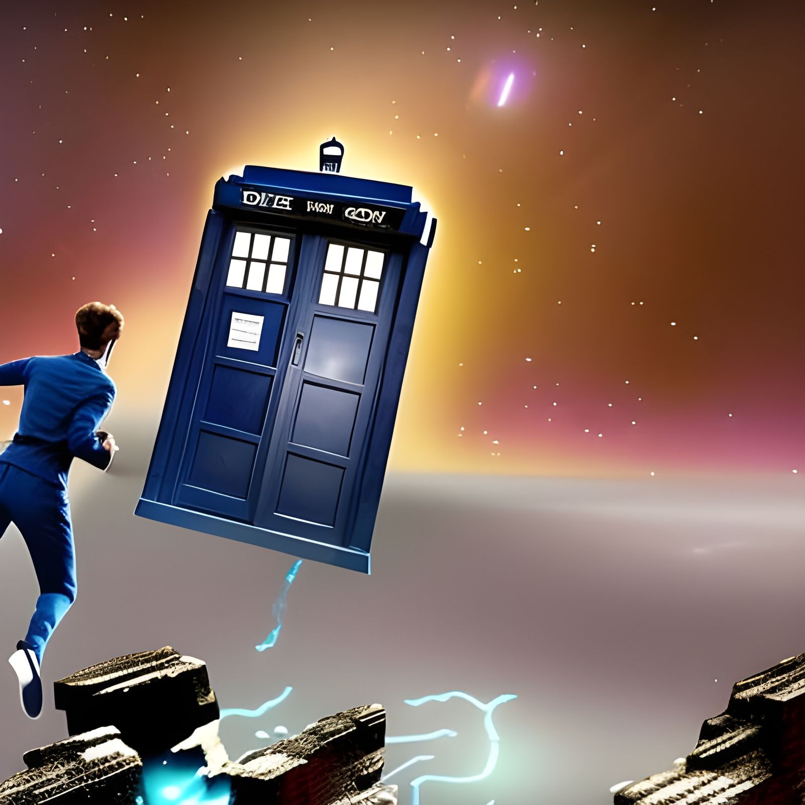 David Tennant's 10th Doctor rushing towards his Tardis before it ...