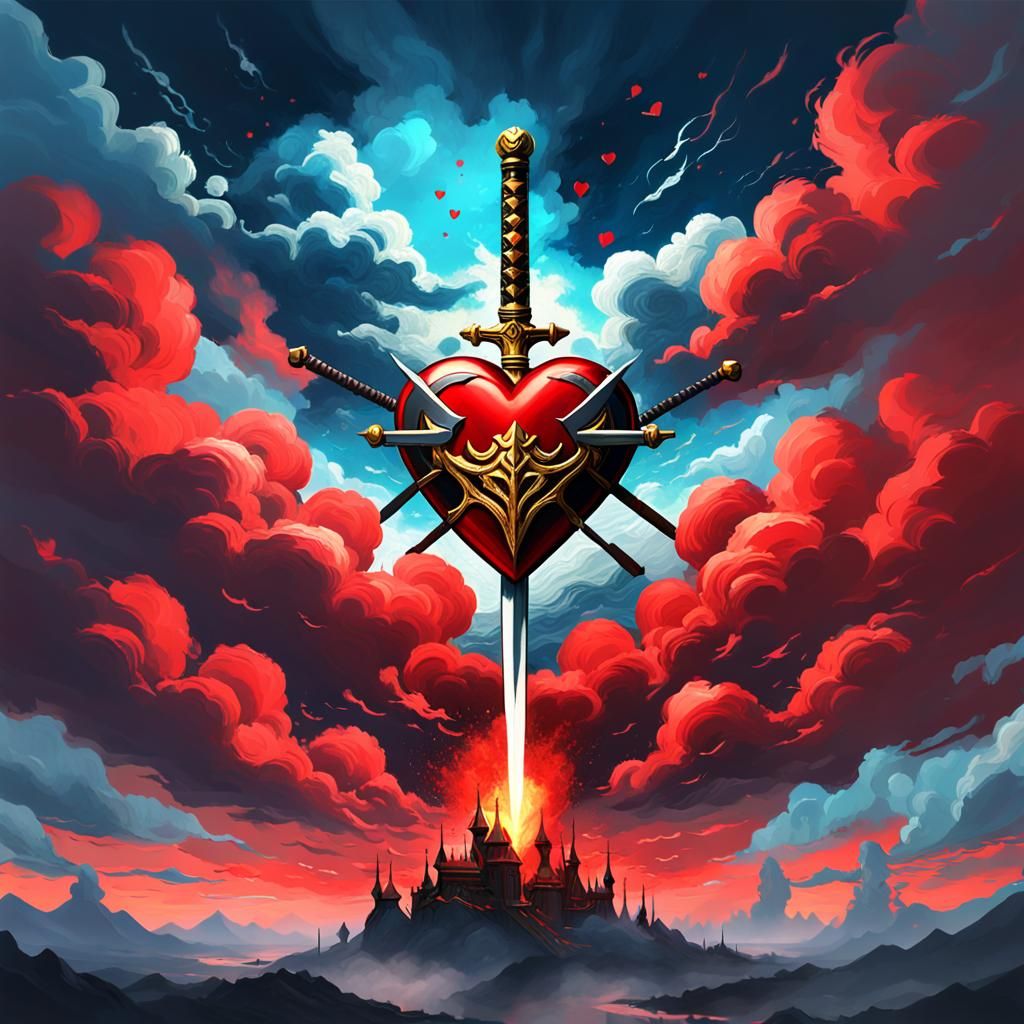 Heart, Swords, Fantasy, Sky, Castle, Symbol - AI Generated Artwork ...