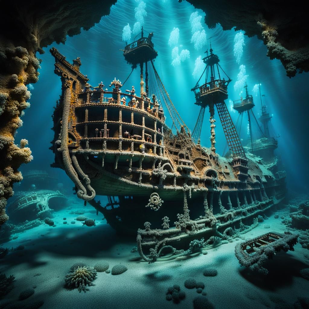 Sunken Spanish Armada ship - AI Generated Artwork - NightCafe Creator