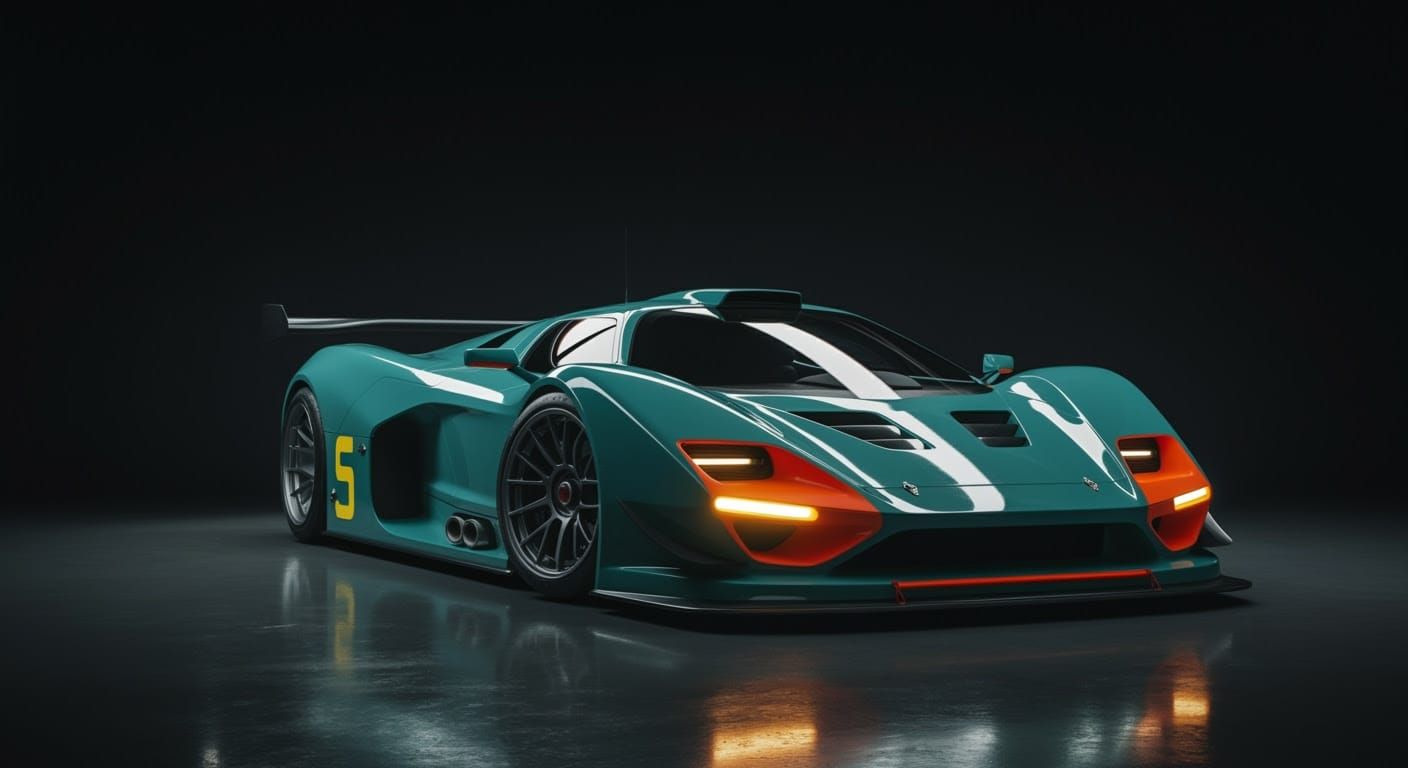 Sleek American Track SuperCar Inspired by Futurist... - AI Art