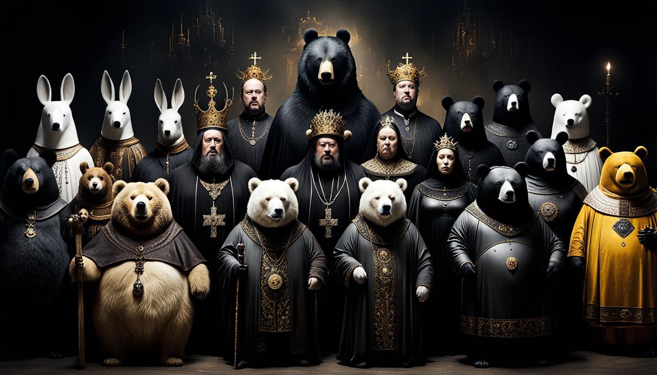 "Dark Obese Bear Pope in Religious Attire": photograph by Stephen ...