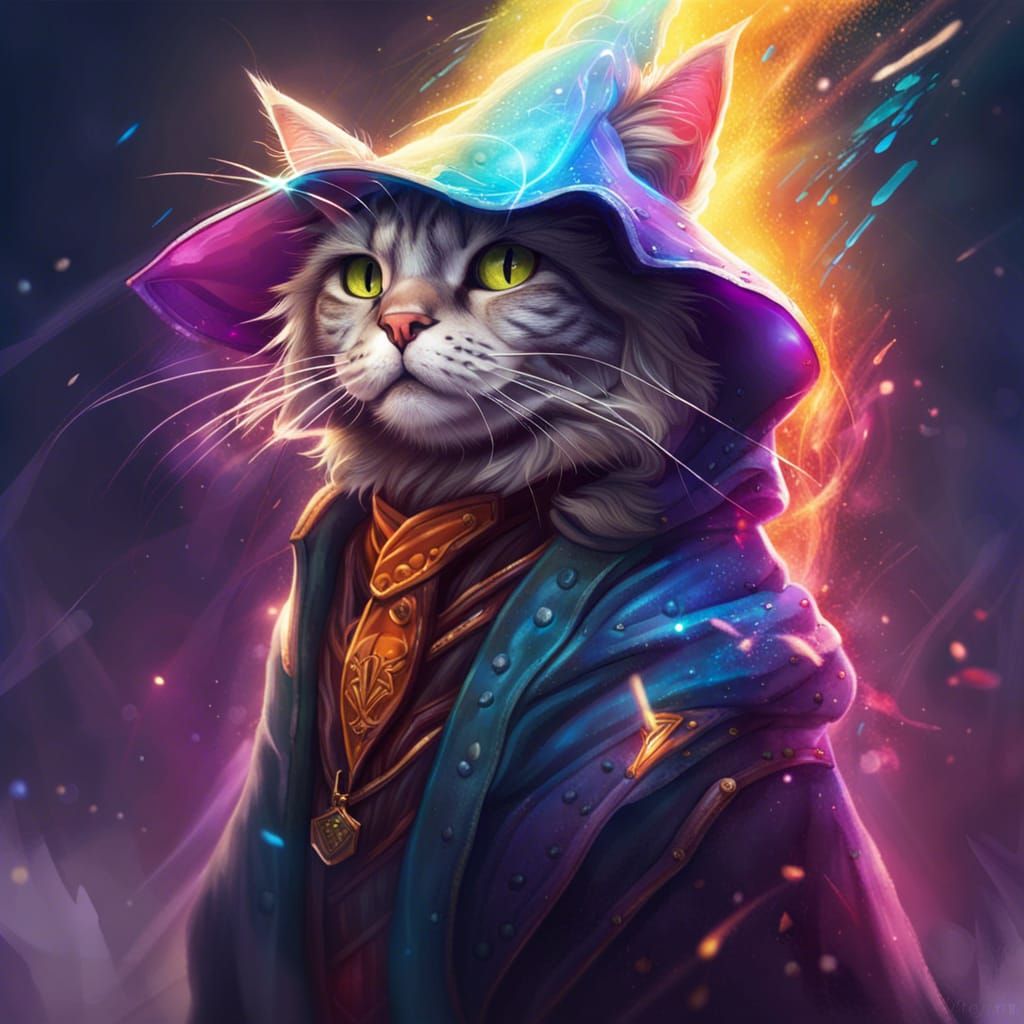anthropomorphic cat is a wizard - Magical Feline Wizard in V...