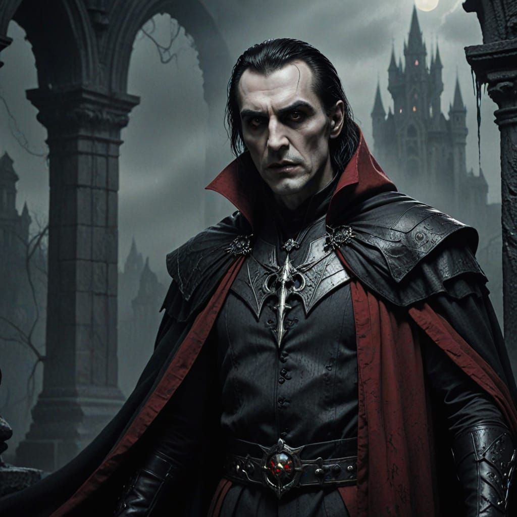 Gothic Dracula Portrait in Dark Castle - AI Art