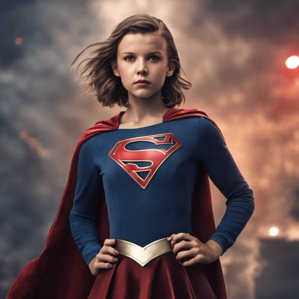 millie bobby brown, dressed like supergirl - AI Generated Artwork ...